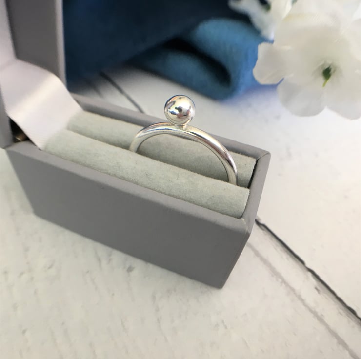 Stacking Eco Sterling Silver Ball Ring - Folksy