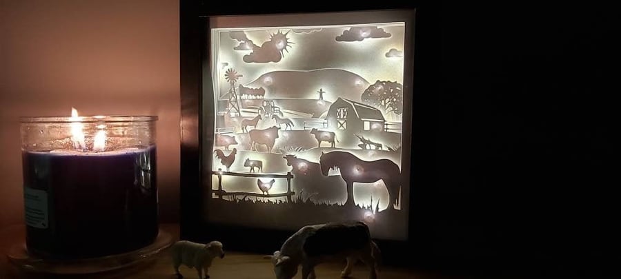 Farm shadow lightbox - Shadowbox - Light Box - ... - Folksy