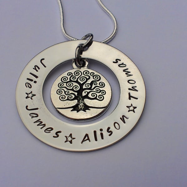 Hand Stamped personalised family tree round was... - Folksy