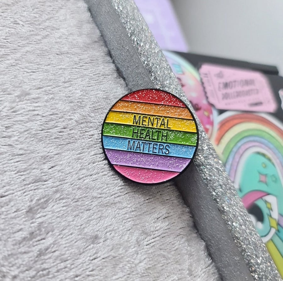 Mental Health Pin, enamel pin badge, rainbow pi... - Folksy
