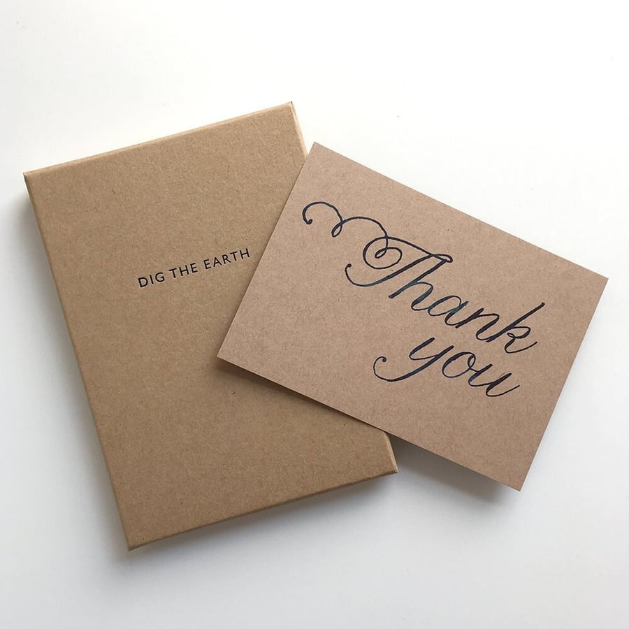 Thank You - Set Of 12 Inky Script Postcard Note... - Folksy