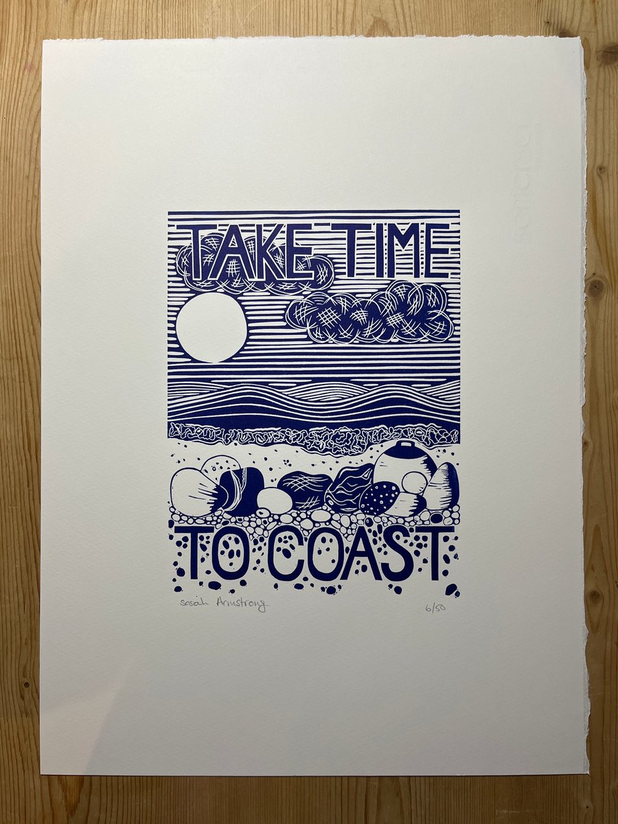 Limited Edition Take Time To Coast Lino Print - Folksy