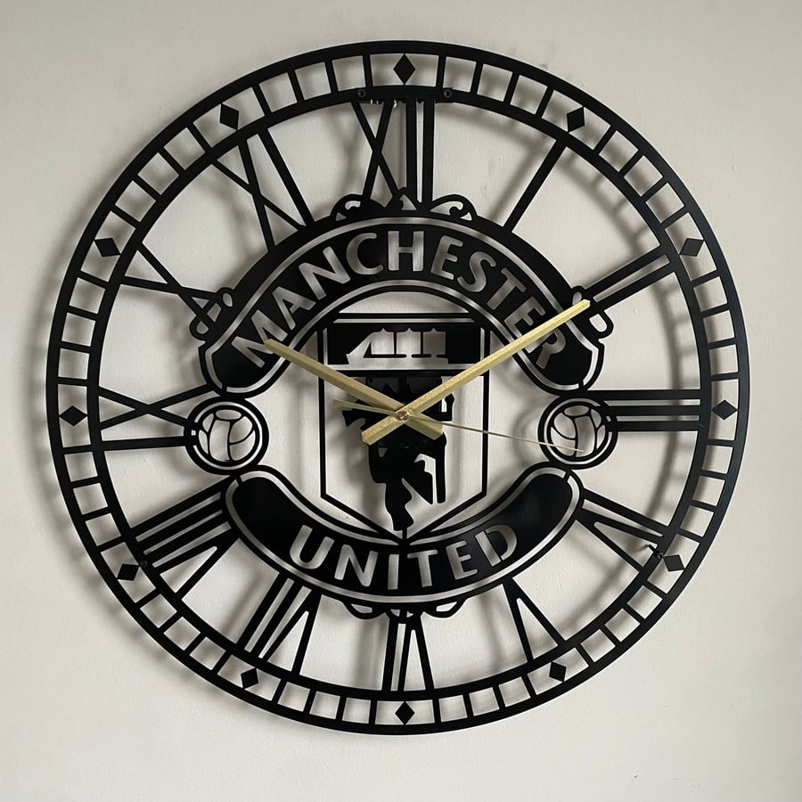 Steel Metal Wall Clock Manchester Football Roma... - Folksy