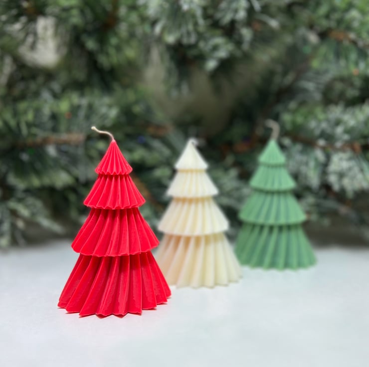 Swirly Christmas Tree Shape Candle for Xmas Dec... - Folksy