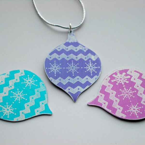 Christmas handmade bauble decorations set of 3 - Folksy