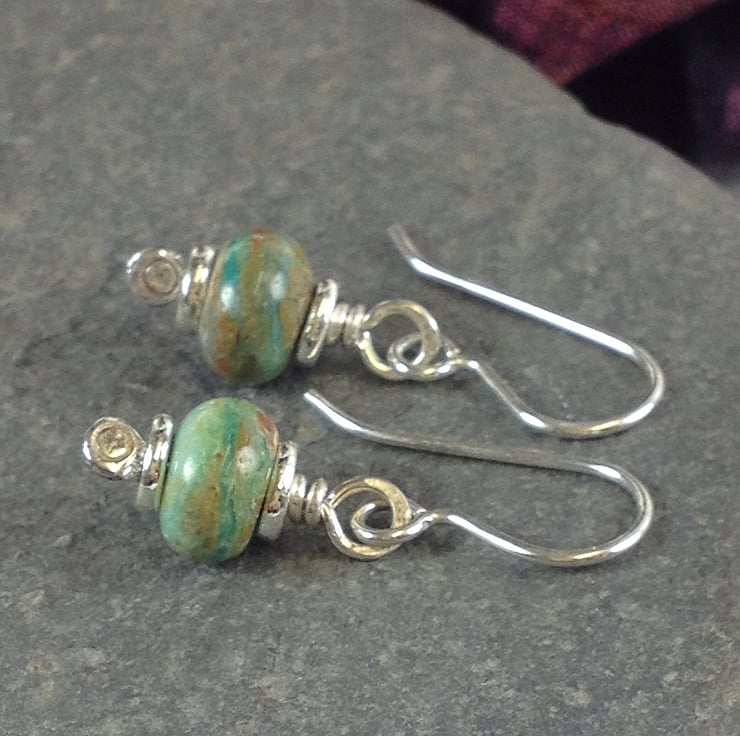 Peruvian opal sterling silver earrings - Folksy