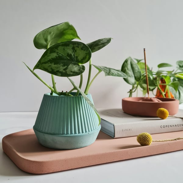 Ridged Small Concrete Planters - Folksy