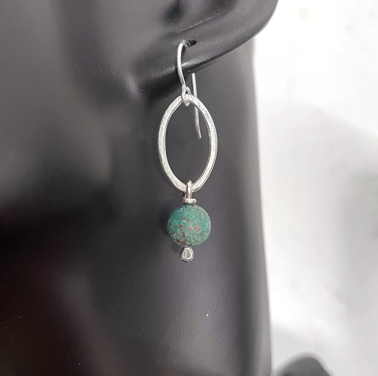 Sterling silver and blue amazonite dangly earrings - Folksy