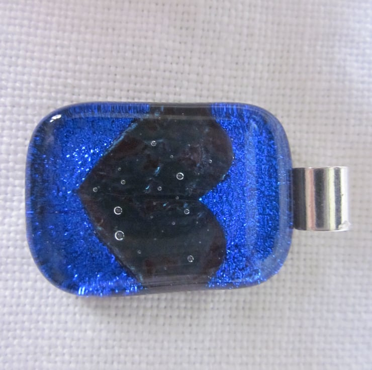 Handmade fused glass copper inclusion pendant -... - Folksy