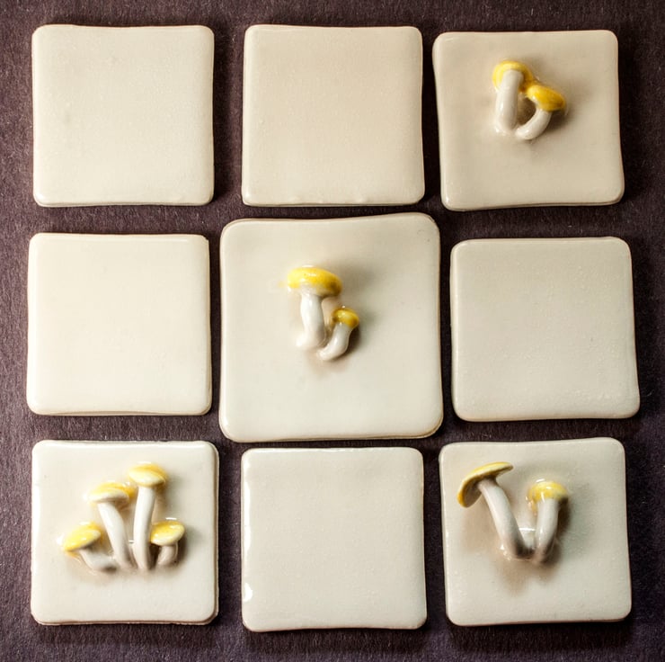 Mini Mushroom Tiles - Set of 9 - Folksy