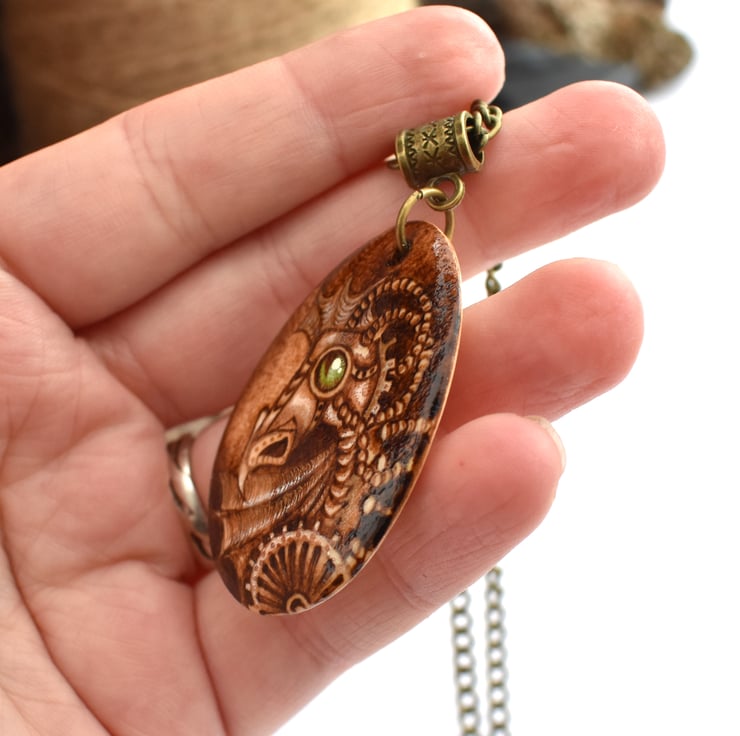 Dragon of steel. Steampunk inspired wooden pyro... - Folksy