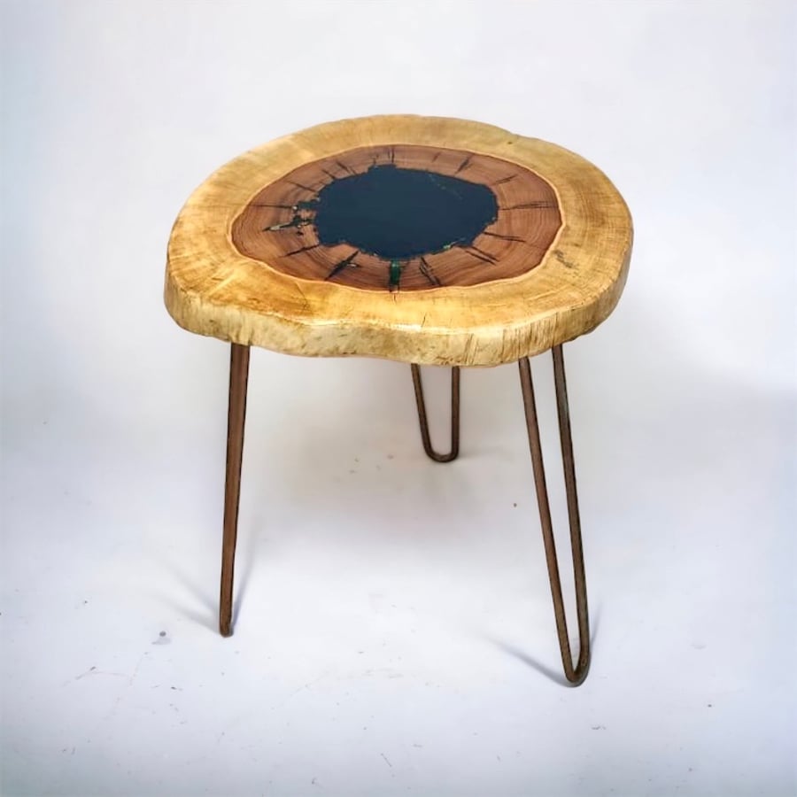 Handmade emerald epoxy Resin side table - Folksy