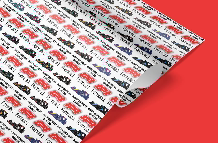 Personalised Formula 1 race car wrapping paper - Folksy