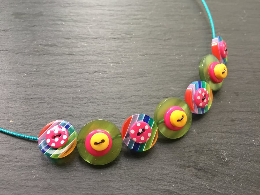Button Necklace Layered Button Choker - Folksy
