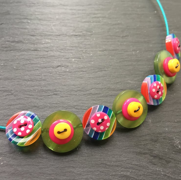 Button Necklace Layered Button Choker - Folksy