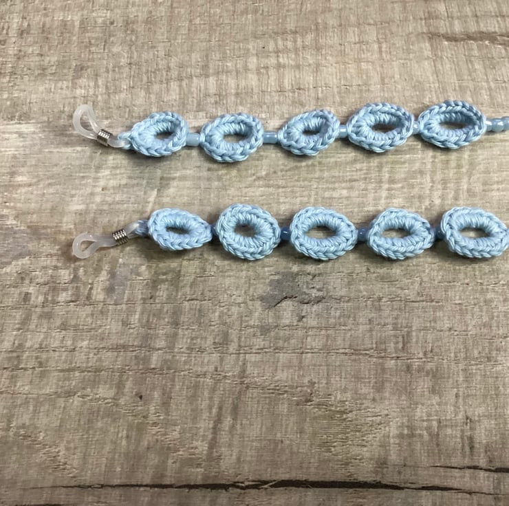 Light blue crochet glasses chain - Folksy