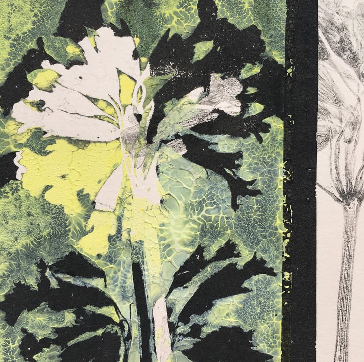 Yellow Floral Original Monoprint by Stef Mitche... - Folksy