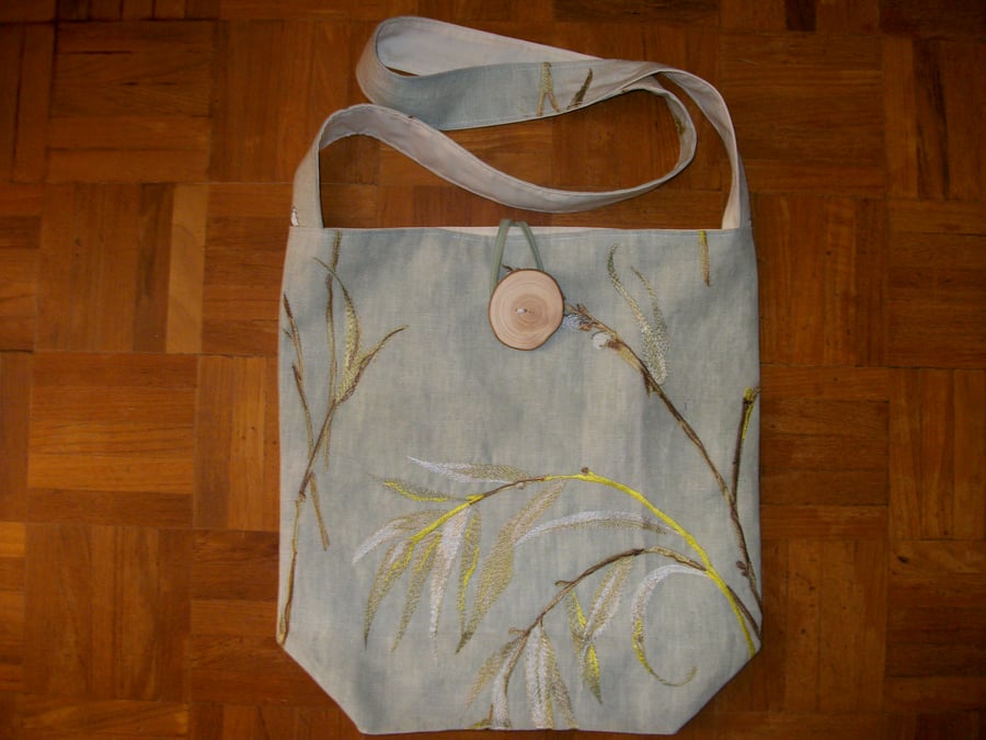 Linen Shoulder Bag In Willow Design - Folksy