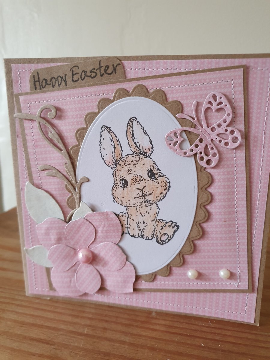 Handmade Easter Bunny Greetings Card - Folksy