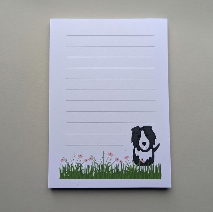 Border Collie notepad, A6 notepad, dog notepad - Folksy