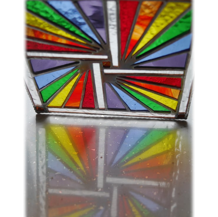 Geometric Rainbow Stained Glass Suncatcher Pane... - Folksy