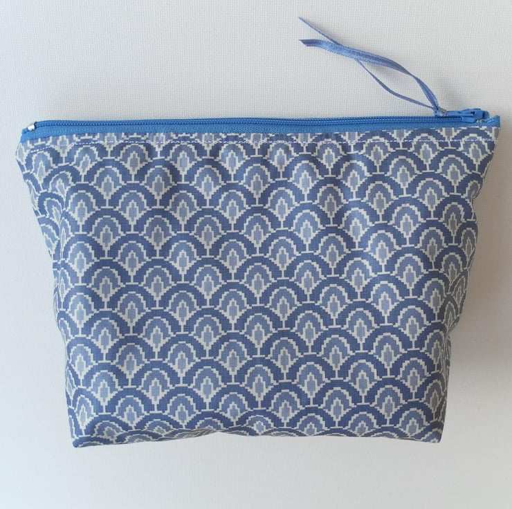 Make up Bag, Blue, Water Resistant - Folksy