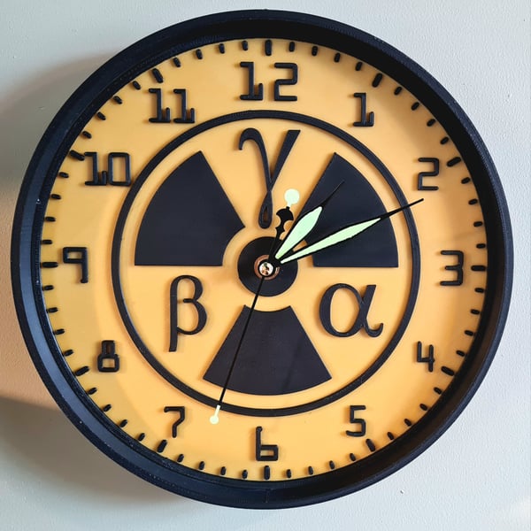 Radiation Symbol - Alpha, Beta, Gamma Wall Clock - Folksy