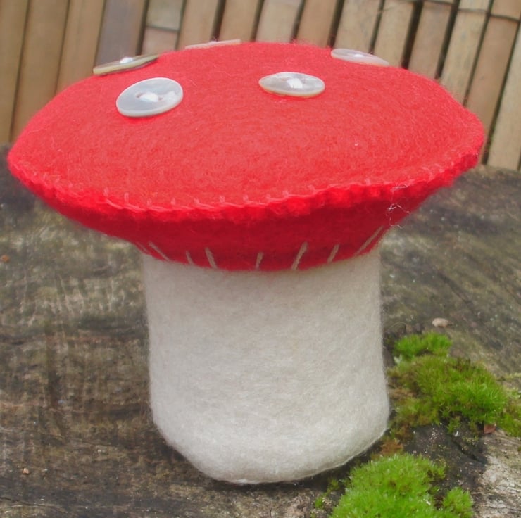 Toadstool pin cushion,pin cushion,fairy toadsto... - Folksy