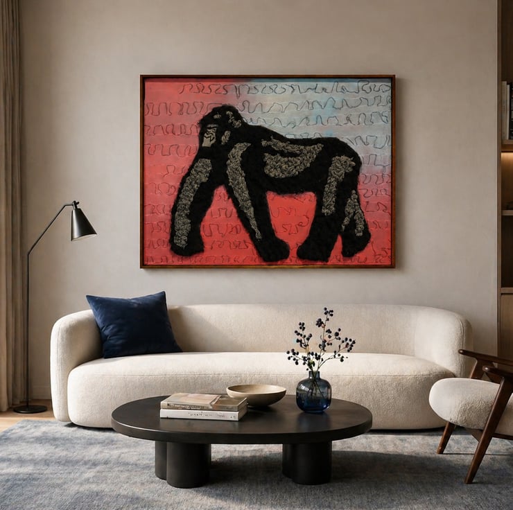 African Gorilla Canvas Textile Wall Art with a ... - Folksy