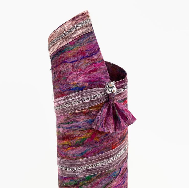 Handmade silk paper pink spiral vase - Folksy