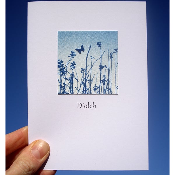 'Diolch' ('Thank you' in Welsh) Blue Cyanotype ... - Folksy