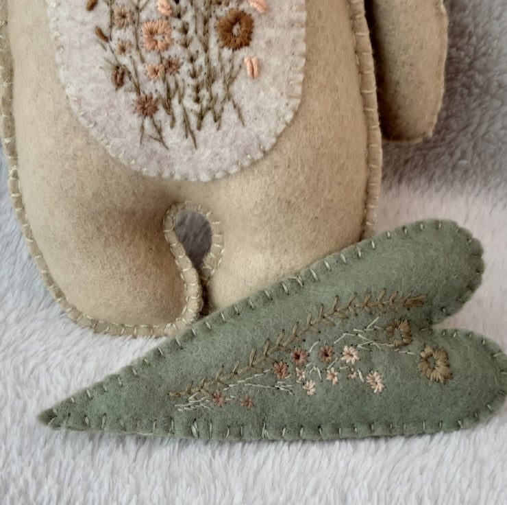 Sale, Hand Embroidered Soft Green Wool Teddy Be... - Folksy