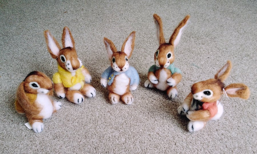 Needle Felt Peter rabbit inspired set - Folksy