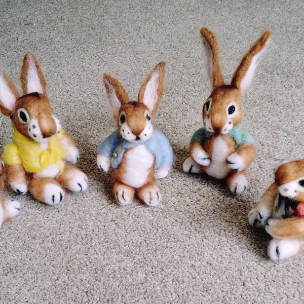 Needle Felt Peter rabbit inspired set - Folksy