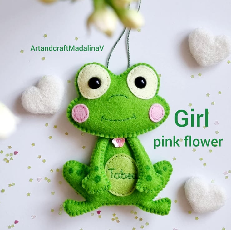 Frog, Personalised Frog felt hanging decoration... - Folksy