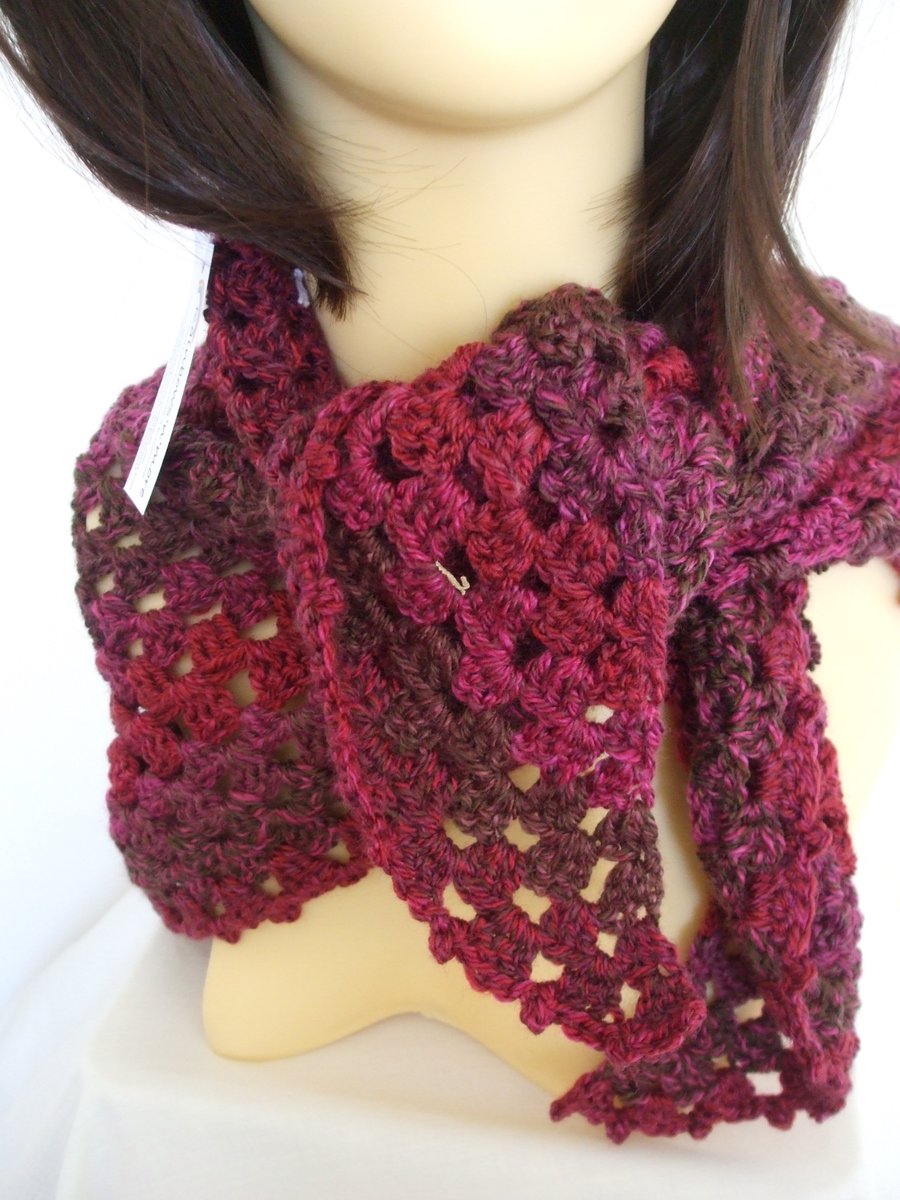 Crochet triangular neckerchief scarf with flowe... - Folksy