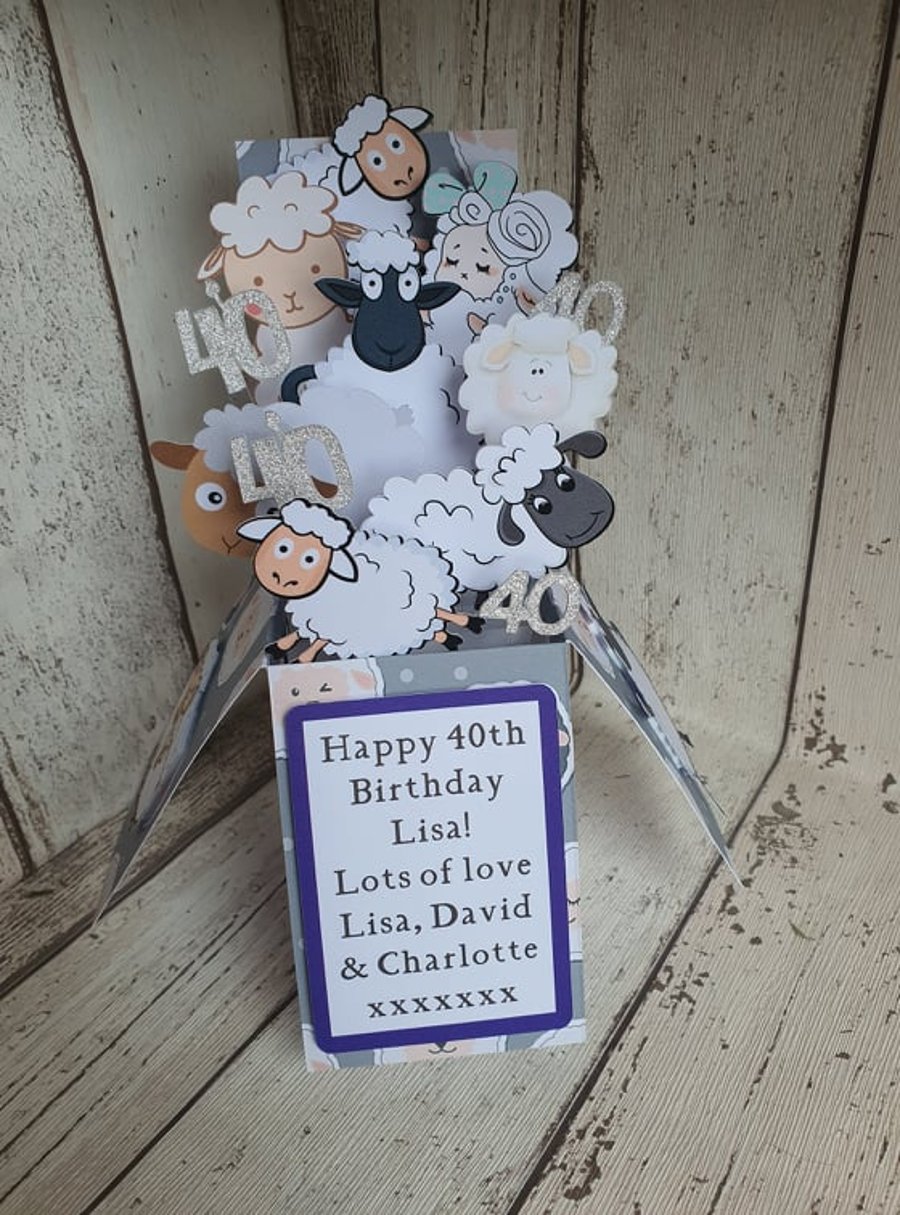Sheep Birthday Pop-Up Card - Folksy