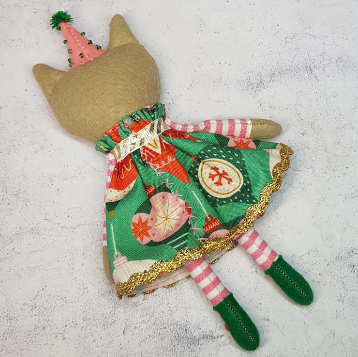 Festive Mink Cat Art Doll - Folksy