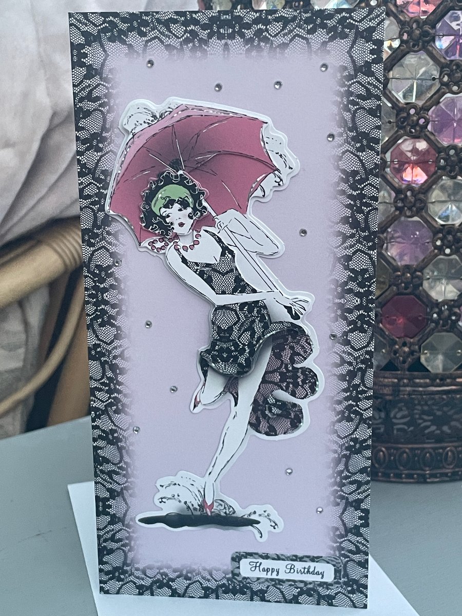 Dashing through the rain Happy birthday card - Folksy