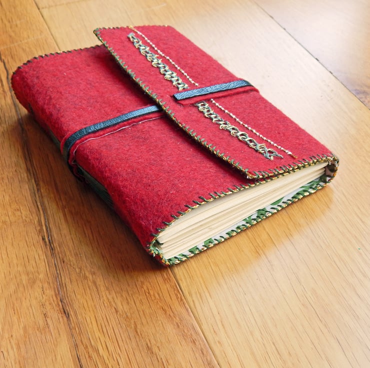 Hand Embroidered Felt Journal - Doves in the Ye... - Folksy