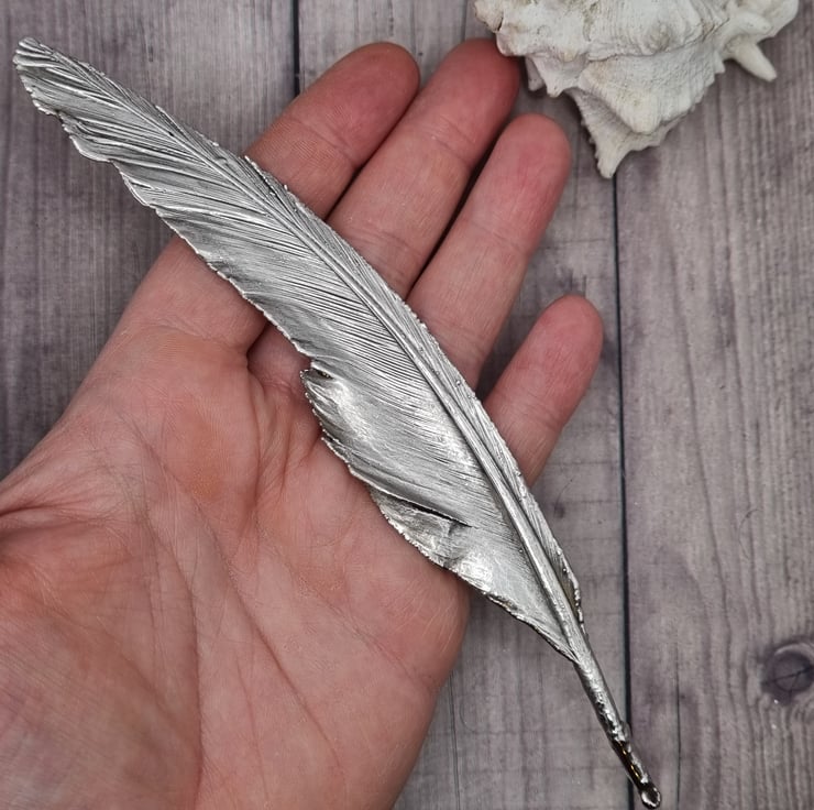 Real feather preserved in silver, beautiful orn... - Folksy