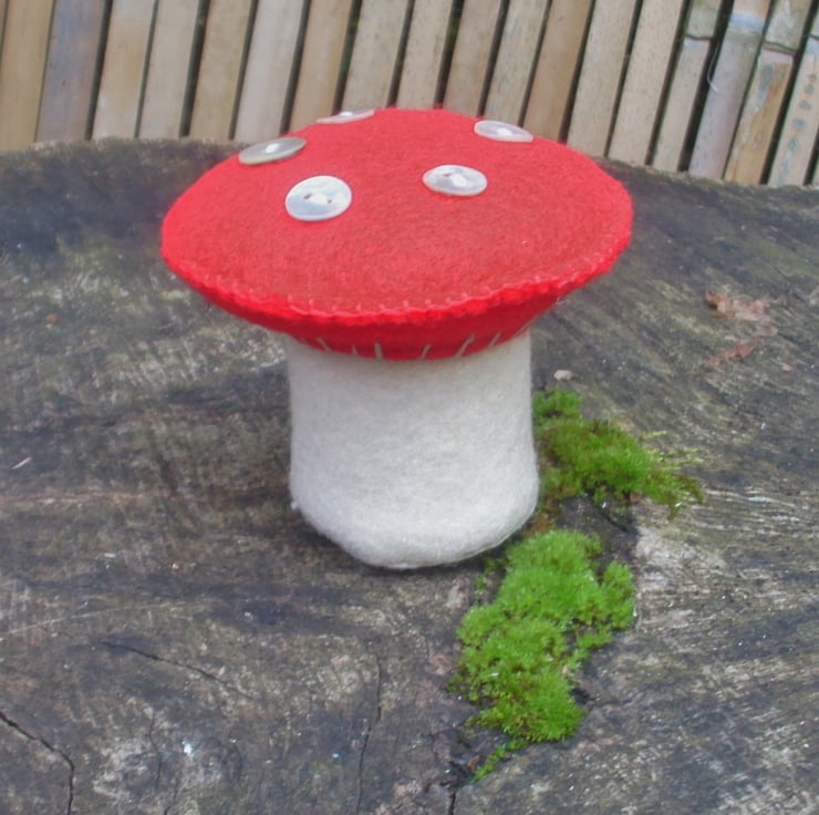 Toadstool pin cushion,pin cushion,fairy toadsto... - Folksy