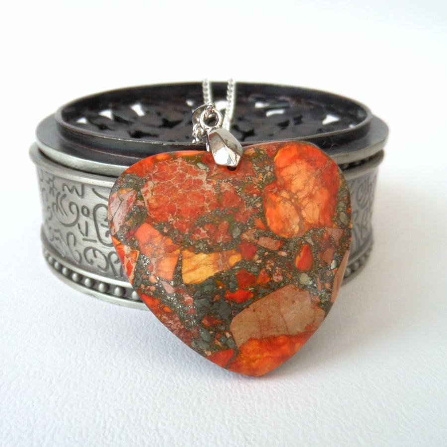 Orange jasper gemstone pendant necklace - Folksy