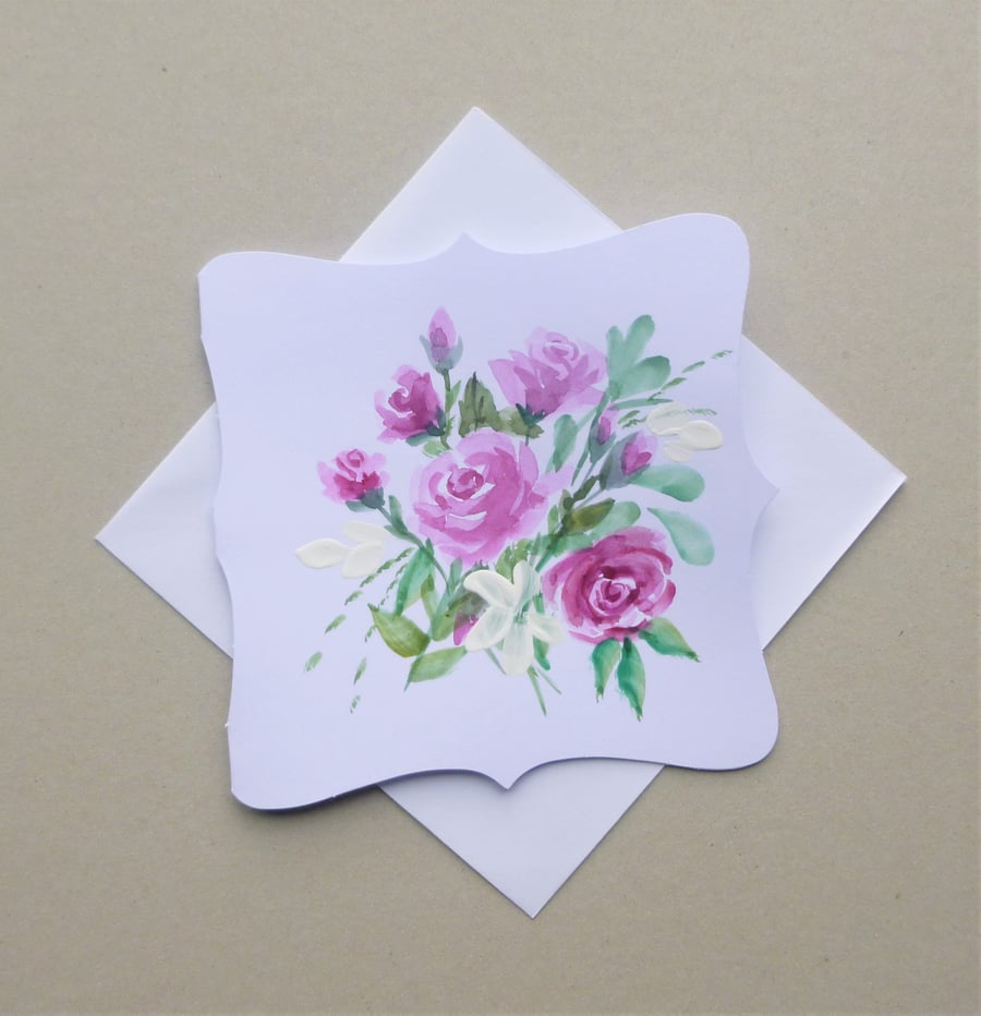 hand painted floral blank greetings card ( ref ... - Folksy