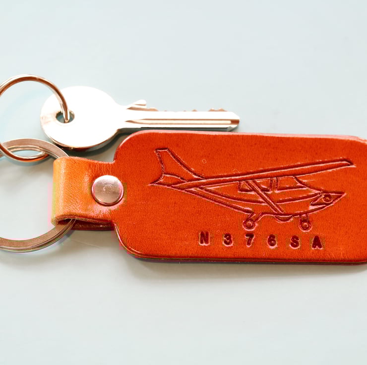 Personalised Hand-Carved Cessna Leather Keyring... - Folksy