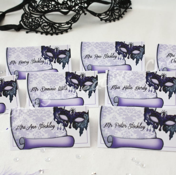 Place Cards - Masquerade Ball Personalised - Folksy