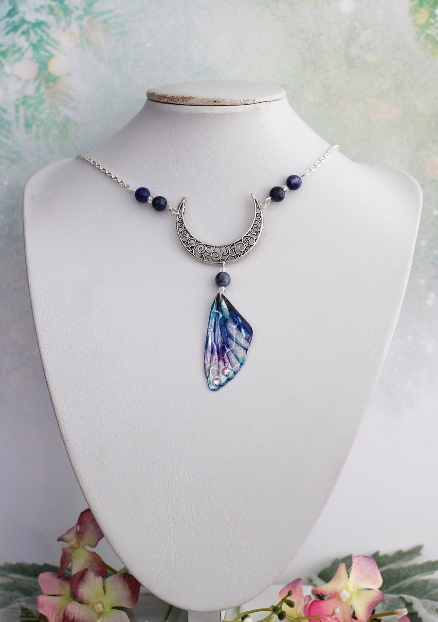 Pagan Crescent Moon Forget-Me-Not Blue Sparkle ... - Folksy