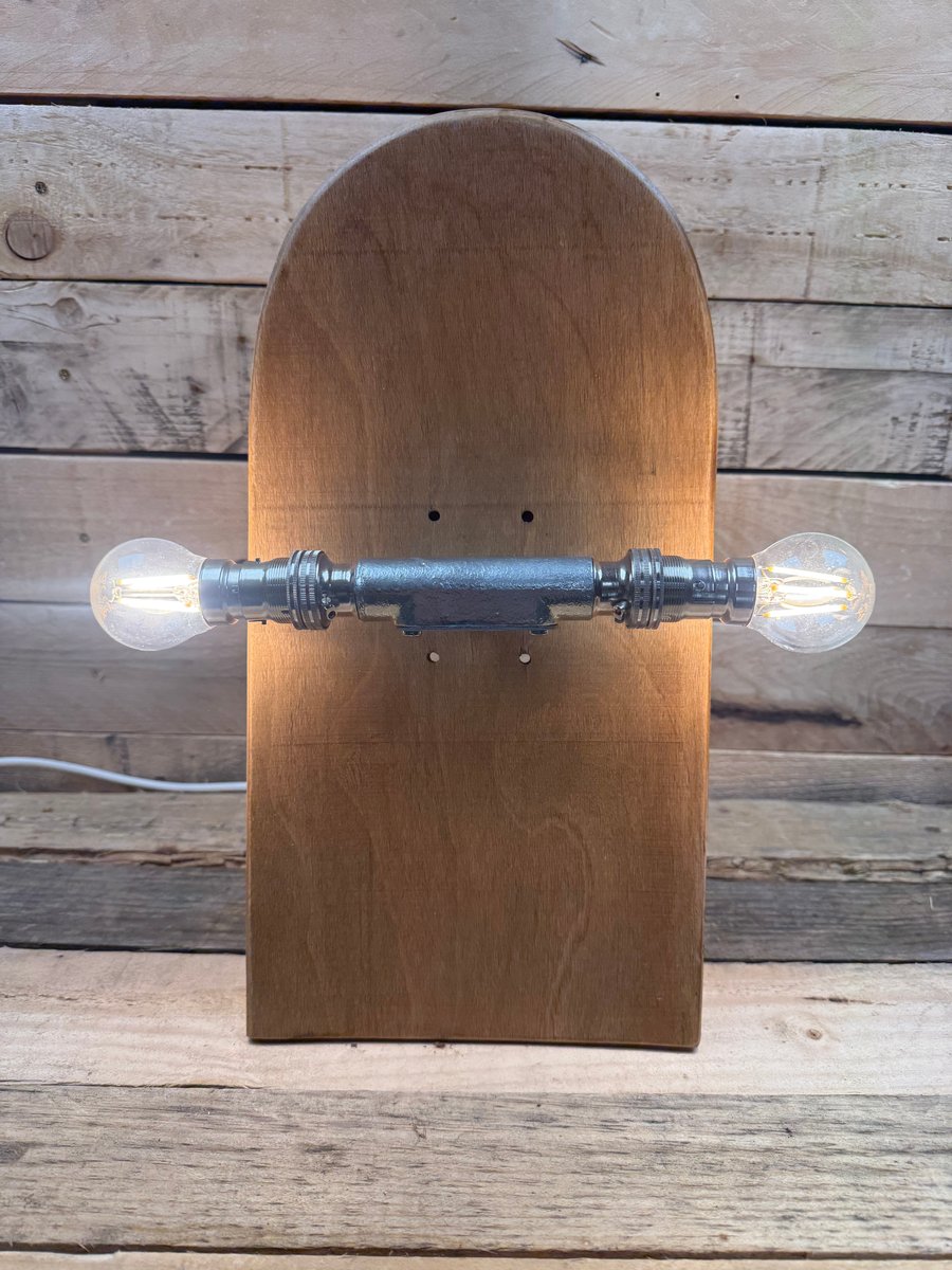 Handmade Twin-Lamp Industrial Skateboard Table ... - Folksy