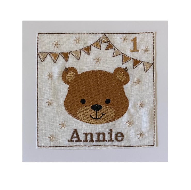 Teddy Bear Birthday Card, Bear Card with Name a... - Folksy