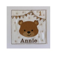 Teddy Bear Birthday Card, Bear Card with Name a... - Folksy